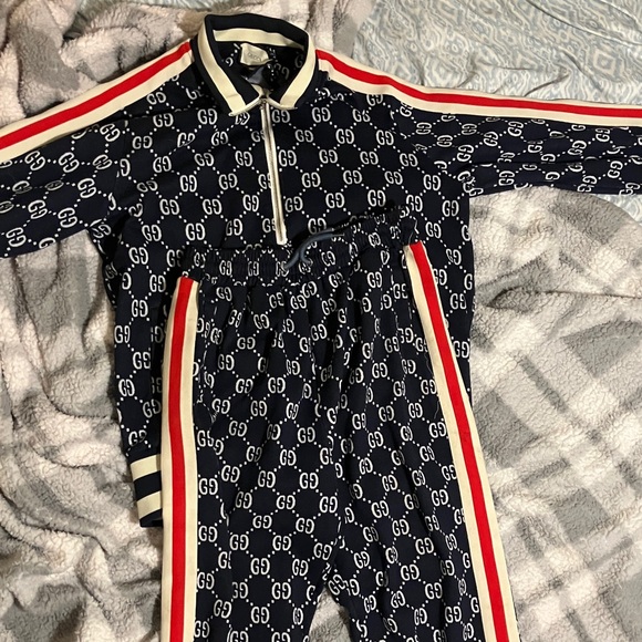 Gucci | Other | Gucci Blue Tracksuit With Red And White Accents | Poshmark